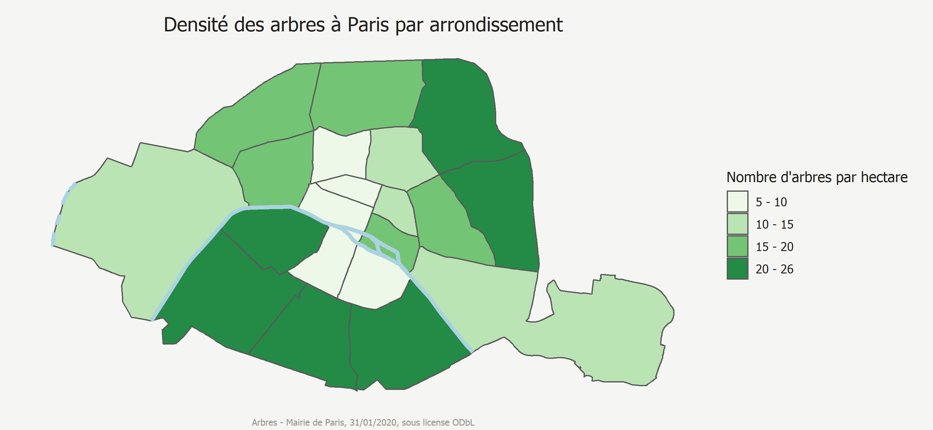 Quelques cartes de Paris : Arbres, Velib' et espaces verts | Alexis ...